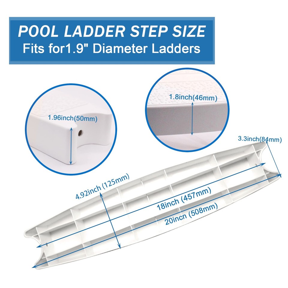 3-Pack 18" Universal Pool Ladder Steps Replacement,Heavy-Duty Molded ...