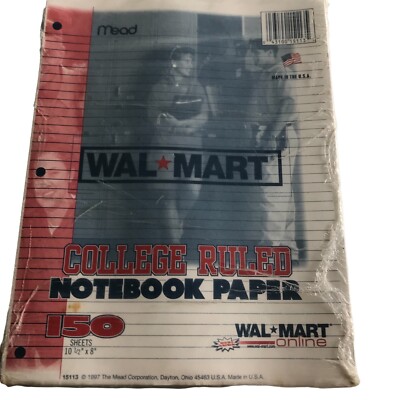 Mead Norcom Walmart Notebook Paper College Ruled 10.5 X 8 150 Sheets ...