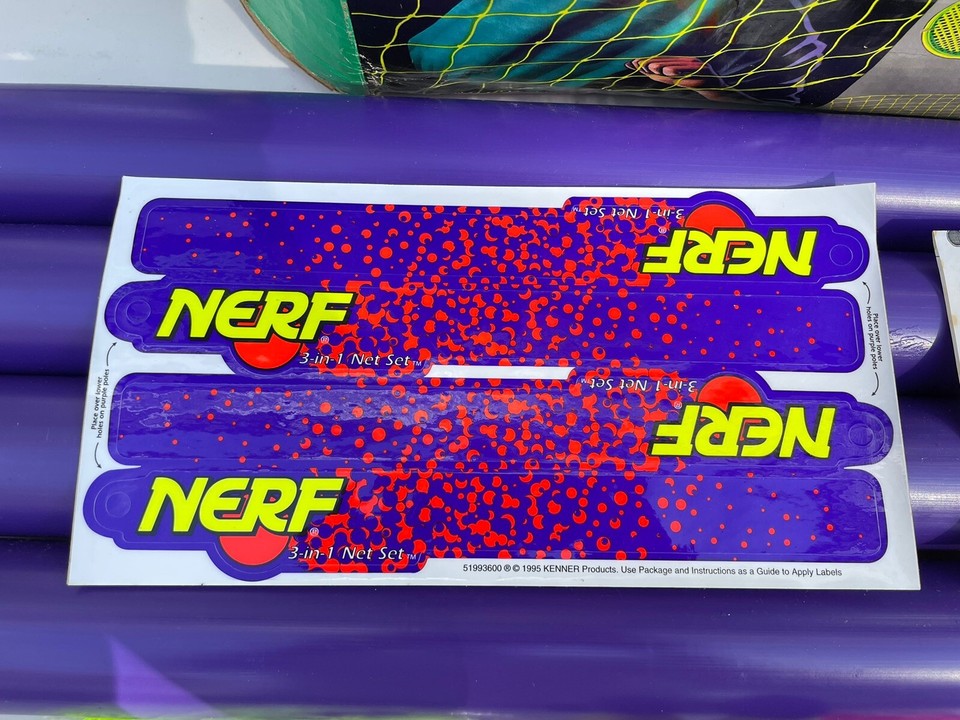 1994 Vintage NERF 3 in 1 Net Set Badminton Tennis Volleyball Foam RARE ...
