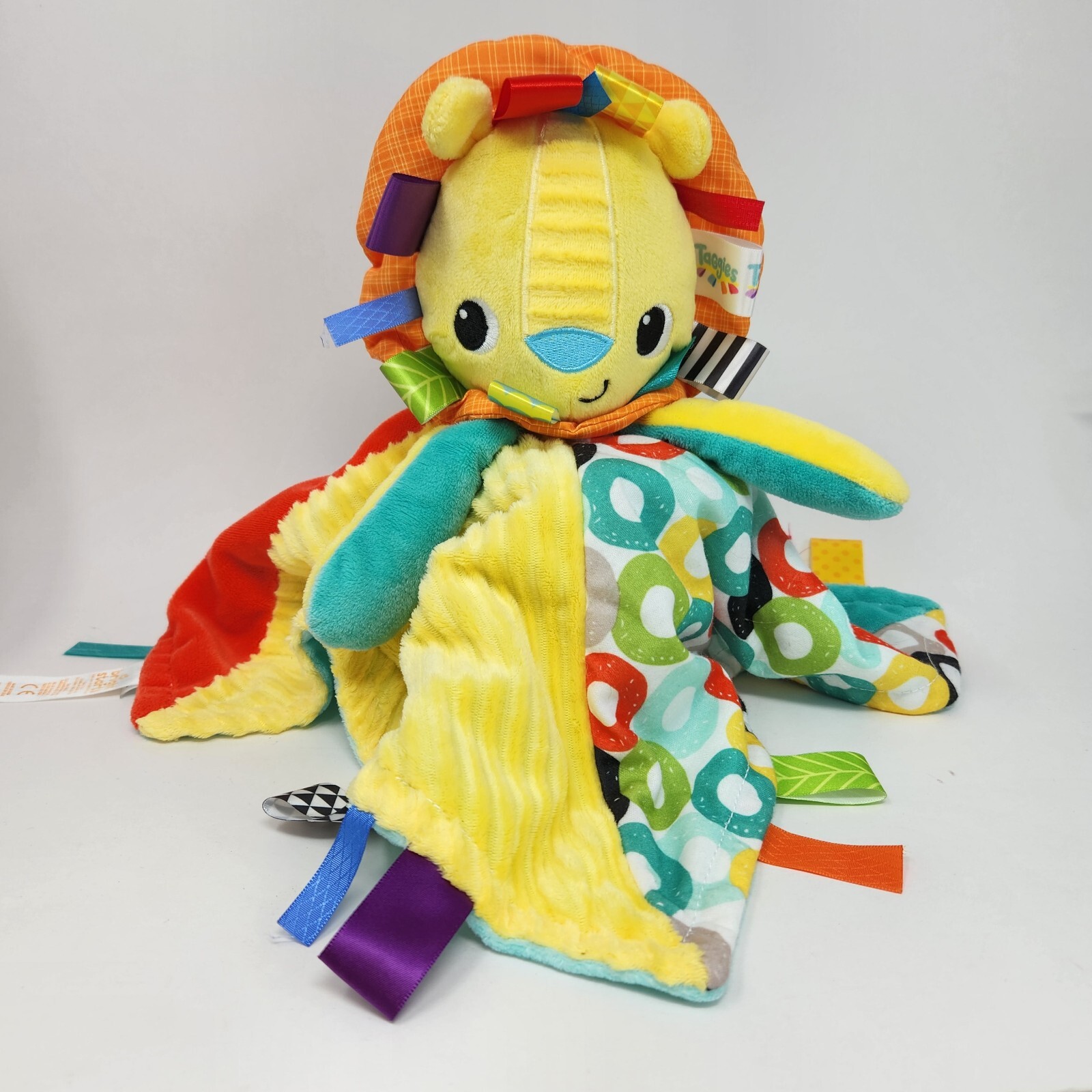 TAGGIES BABY YELLOW & TEAL LION SECURITY BLANKET STUFFED ANIMAL PLUSH ...