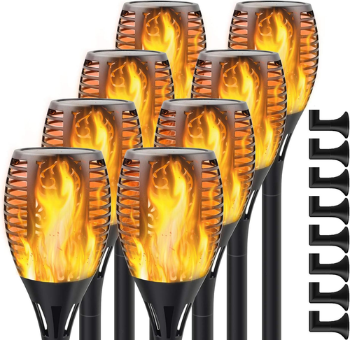 Upgraded Solar Flame Lights Outdoor, 3 Options Solar Torch, Waterproof ...