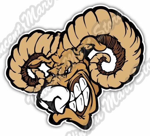 Angry Cartoon Ram Head Horns Goat Gift Car Bumper Vinyl Sticker Decal 5 ...