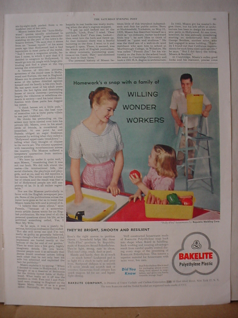 1955 Polly-Flex Bakelite Plastic Housewares Wonder Worker Vintage Print ...