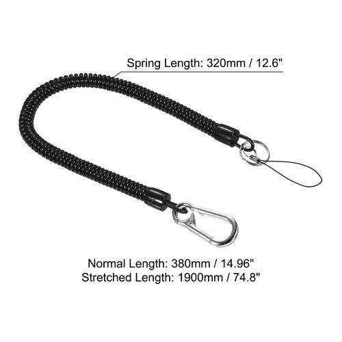 Retractable Coil Spring Keychain with Big Ring 380mm, 2 Pack Plastic ...