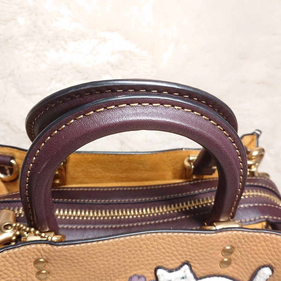 COACH Rogue 25 Yellow Leather Satchel Multicolor Animal Patchwork ...