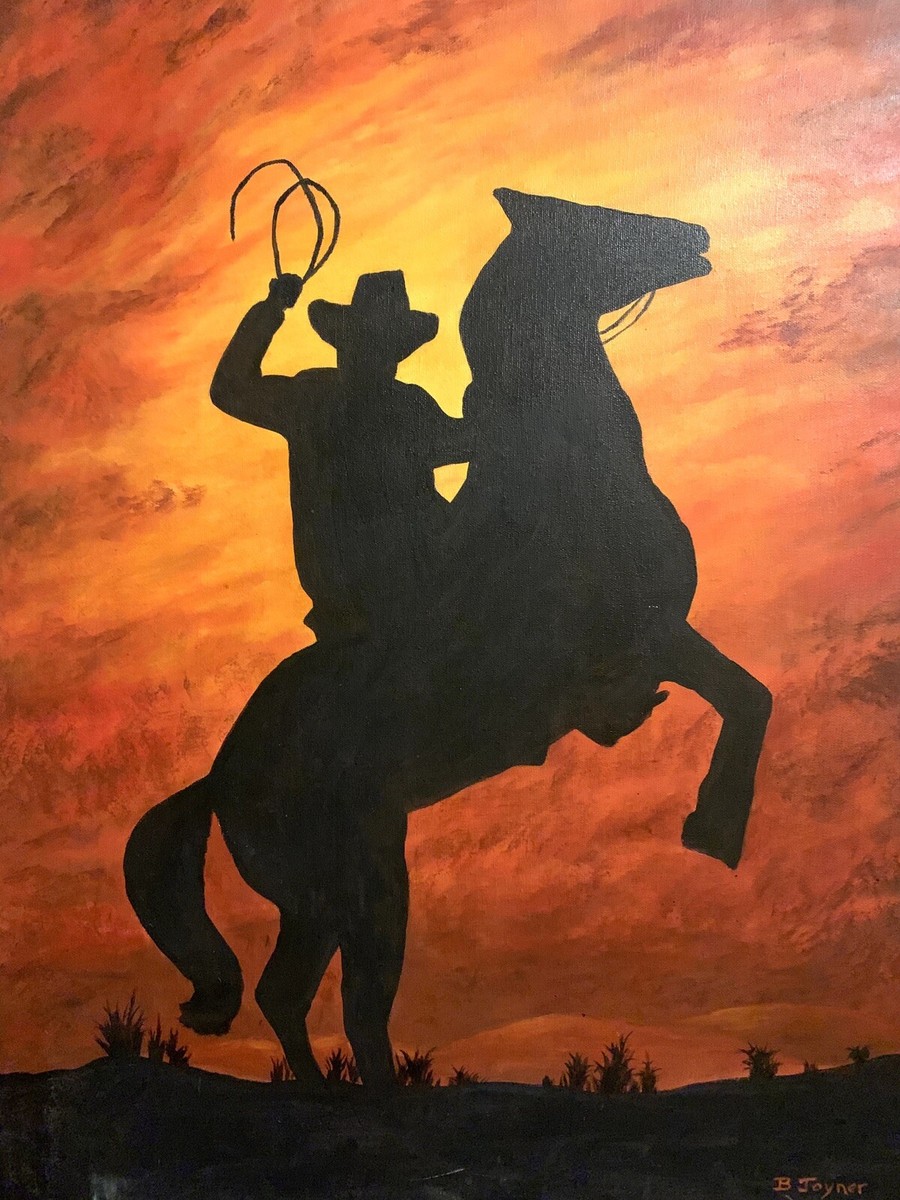 Cowboy Painting Sunset