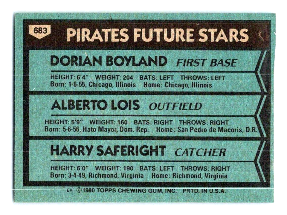 1980 MLB Topps Pirates Future Stars #683 Pittsburgh Pirates 80-T-BBC | eBay