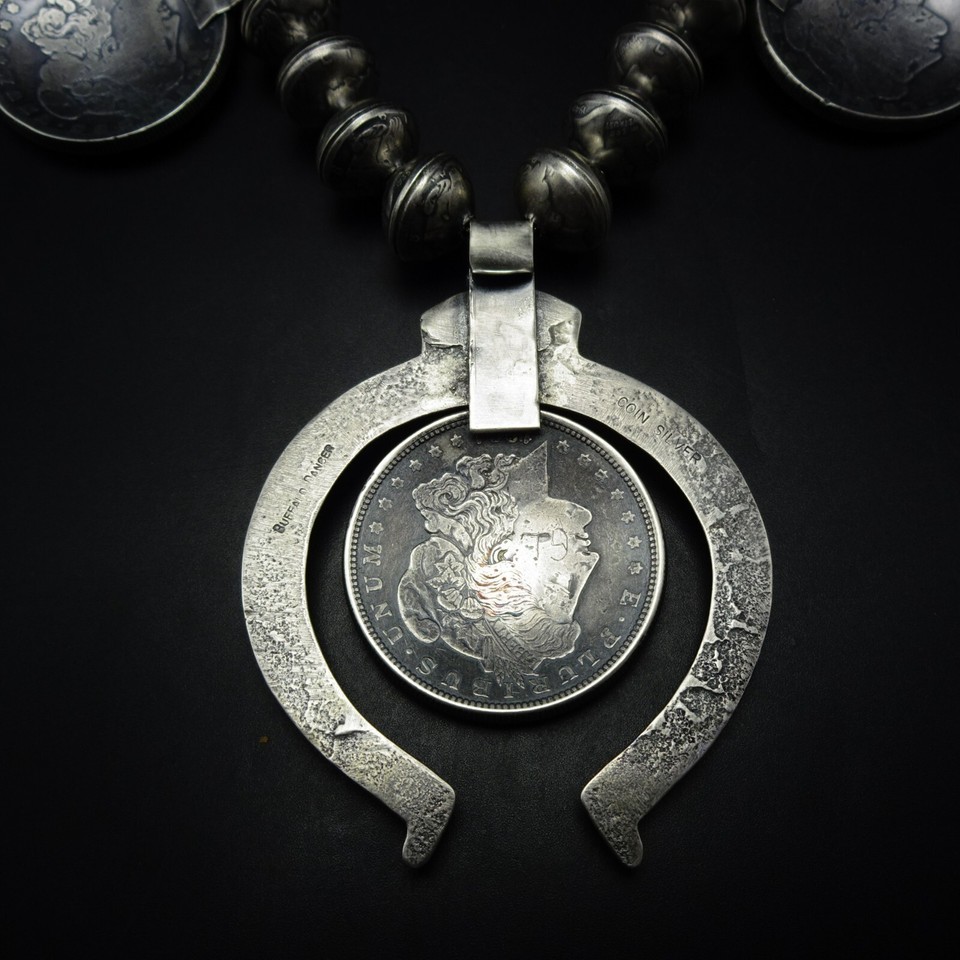 BUFFALO DANCER Coin Silver NECKLACE Mercury Dime BEAD Morgan Dollar ...