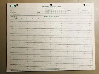 VINTAGE IBM FORTRAN PAPER CODING FORM, more than 20 available | eBay