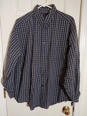 Mens GAP Button up Shirt XL (ch52) Blue Plaid Long Sleeve VG Cond | eBay