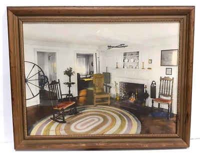 ANTIQUE DAVID DAVIDSON LARGE FRAMED HAND COLORED TINTED PHOTO HER HOUSE ...