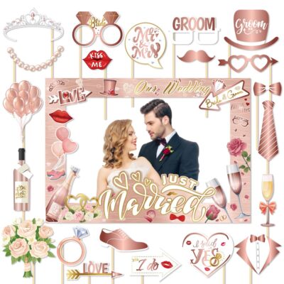 26Pcs Wedding Photo Booth Props Bridal Shower Photo Props Bachelorette ...