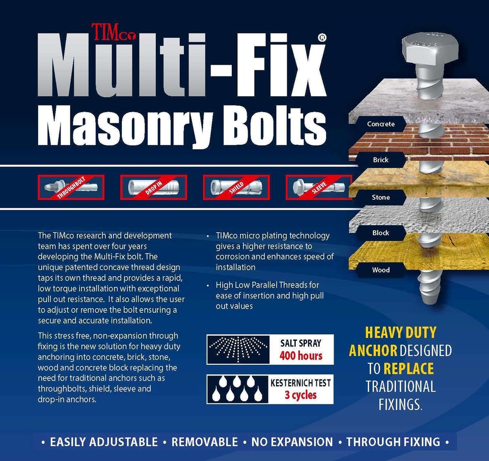 TIMCO MULTI FIX M6 M8 M10 M12 M16 MASONRY CONCRETE BOLTS THUNDERBOLT ...