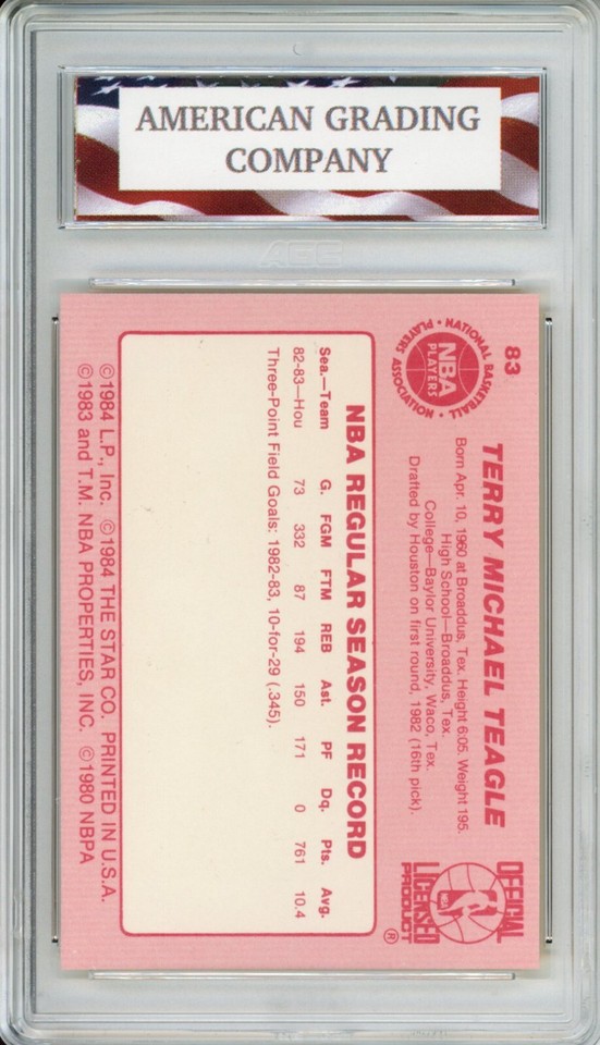 1983 Star #83 Terry Teague AGC 10 Gem Mint Centered Houston Rockets | eBay
