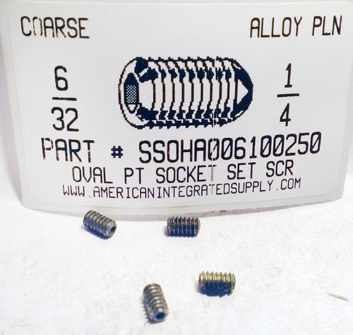 #6-32x1/4 Hex Socket Set Screws Oval Point Alloy Steel (25) | eBay