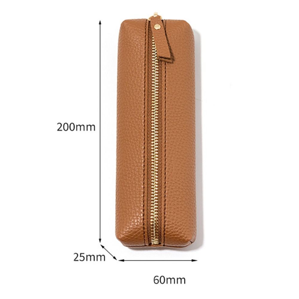 Zipper Pen Case PU Leather Pen Storage Bag Simple Pen Box Students Gift ...