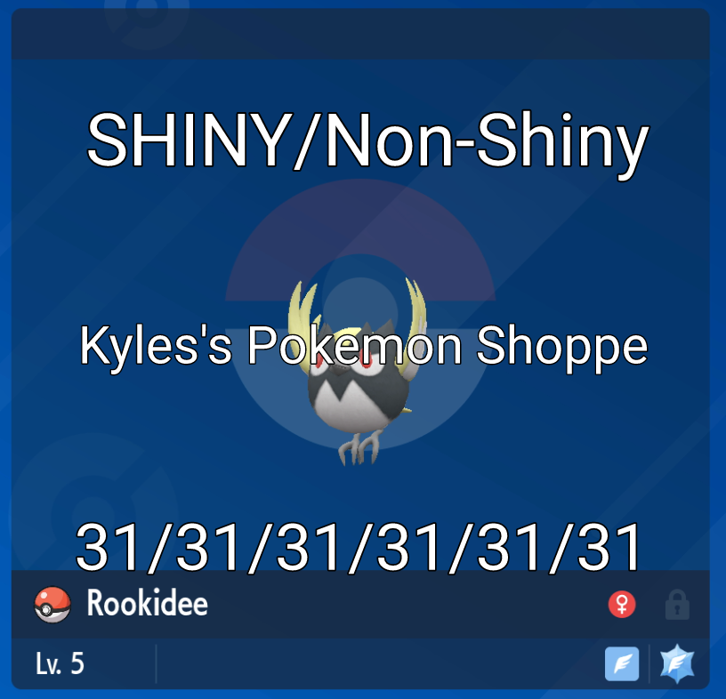 6IV 🌟SHINY🌟 ROOKIDEE POKEMON SCARLET & VIOLET SHINY/NON-SHINY | eBay