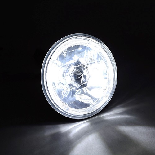 5-3/4 Blue LED Halo Angel Eye Crystal Clear Headlight w/ 6k LED Light ...