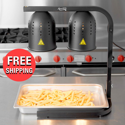 2 Bulb Free Standing Black Heat Lamp Commercial Kitchen Food Warmer ...