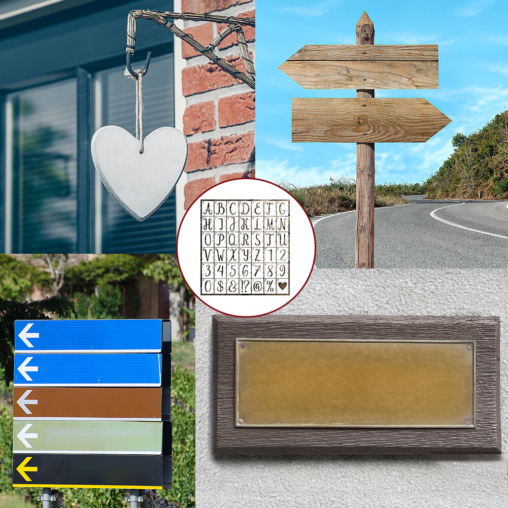 DIY Symbol Number Wall Alphabet Letter Stencil Interlocking Template ...