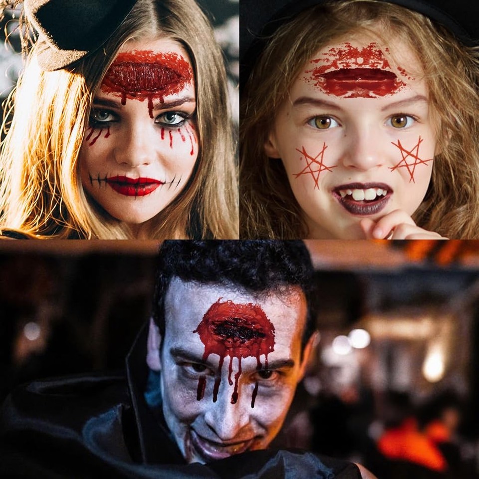 30 Sheets Scar Tattoos Temporary Halloween Makeup Kit, Large Size Fake ...