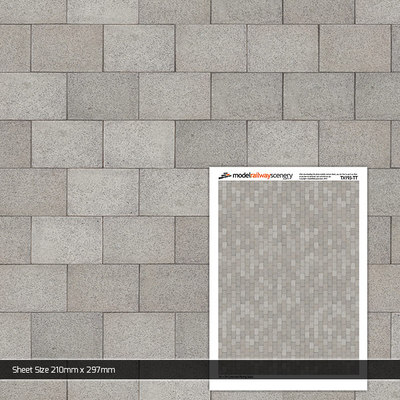 5 x SHEETS 3ft x 2ft CONCRETE SLAB PAPER TT GAUGE 1:100 MODEL RAILWAY ...