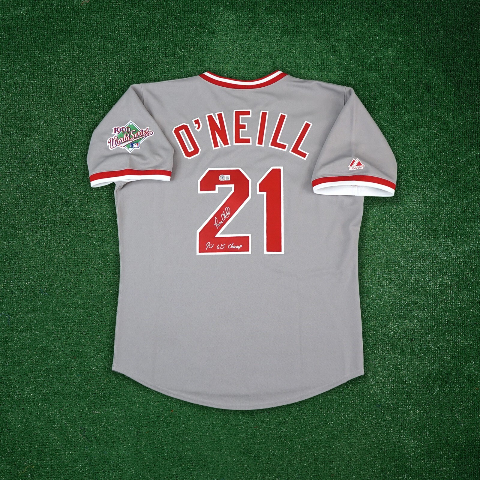 Paul O'neill signed 1990 Cincinnati Reds "90 WS CHAMPS" World Series ...