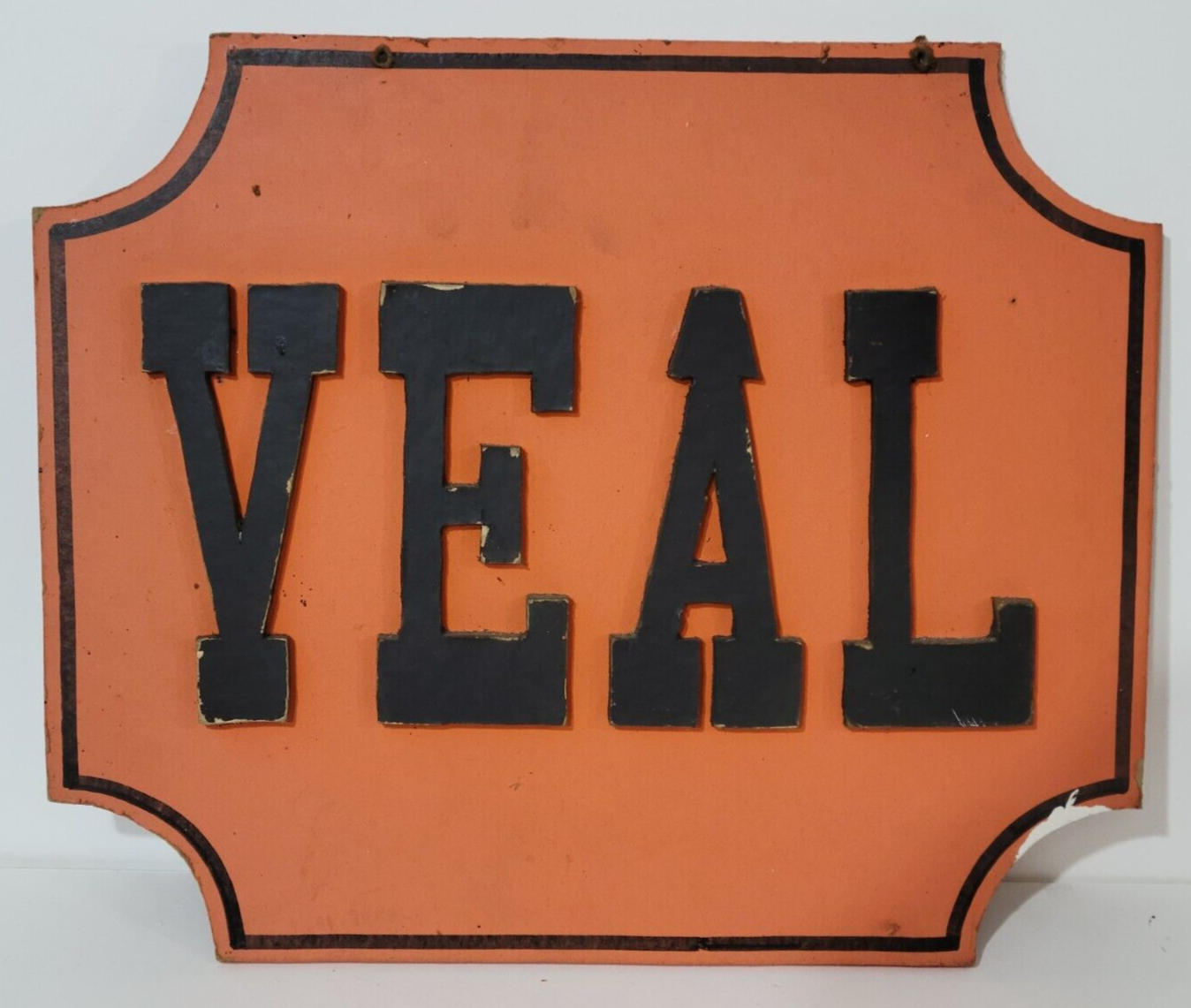VTG Beef Veal Pork Plasterboard Butcher Meat Signs Double Sided Raised ...