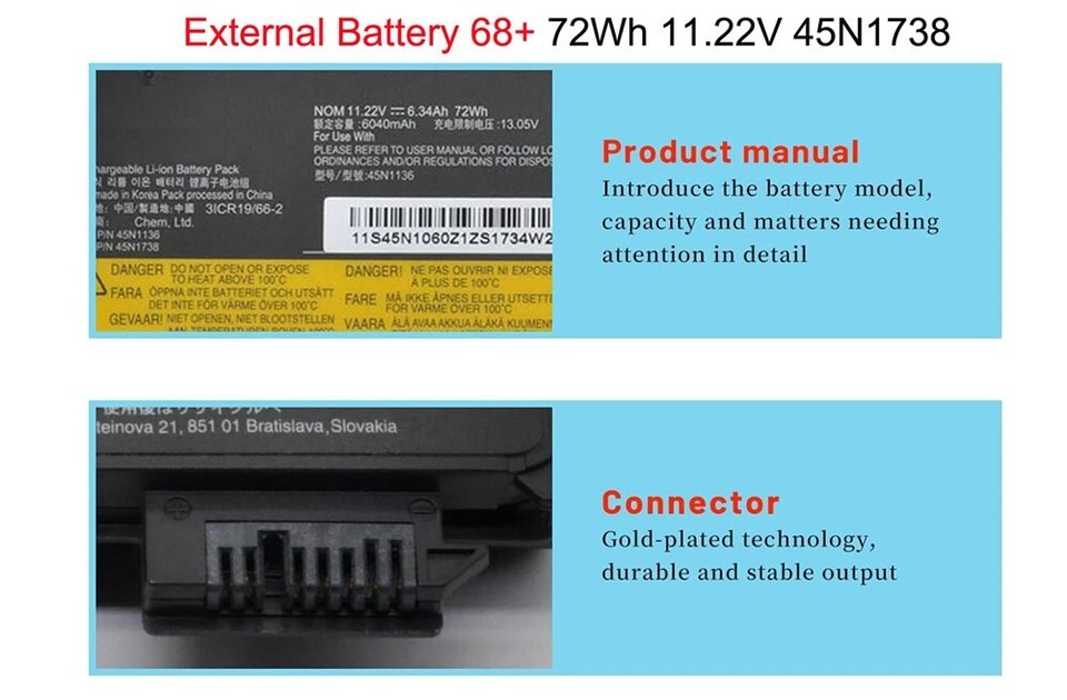 68+ Battery for Lenovo ThinkPad P50s 20FK 20FL L450 20DS 20DT T440s ...