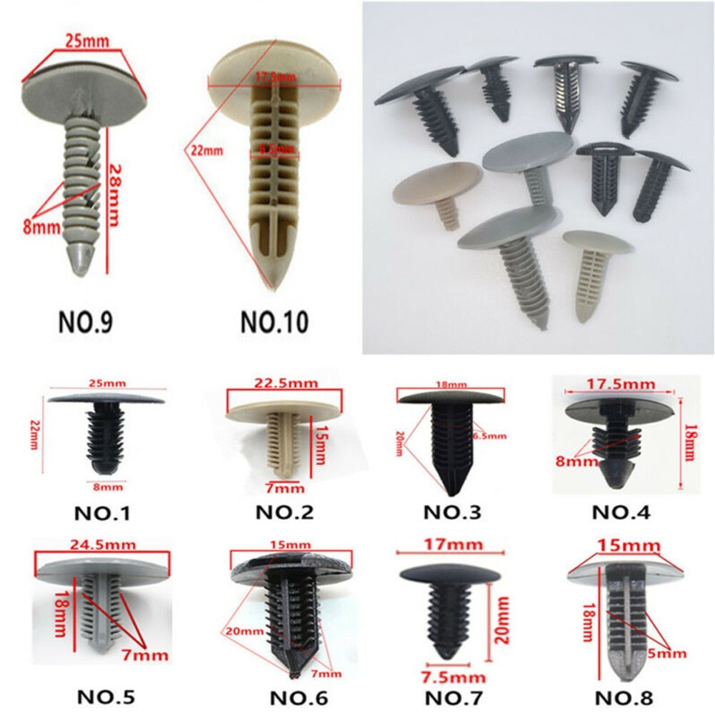 Roof Lining Rivet Trim Clip Universal 100pcs Body Boot Linings Durable ...