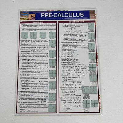 Pre-Calculus (Quick Study Academic) - Paperback By BarCharts, Inc ...