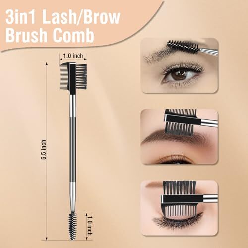 3PCS Eyelash Comb Lash Separator Brow Brush & Eyebrow Spoolie for ...