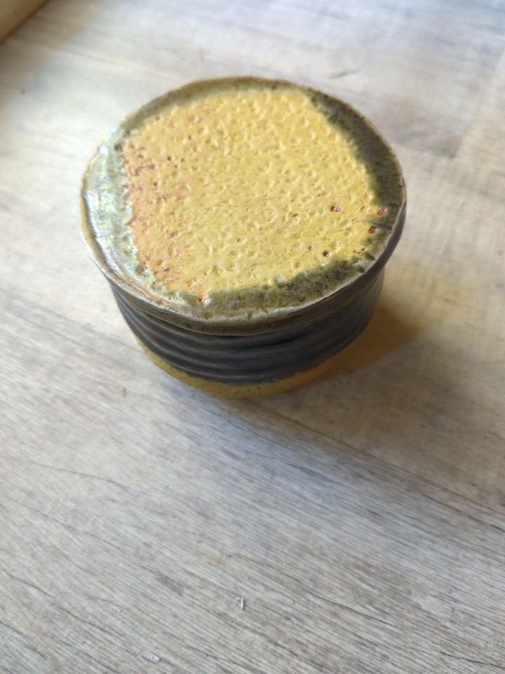 Vintage Butter Bell Signed Ceramic Glazed Ceramic Folk Art Green Yellow ...