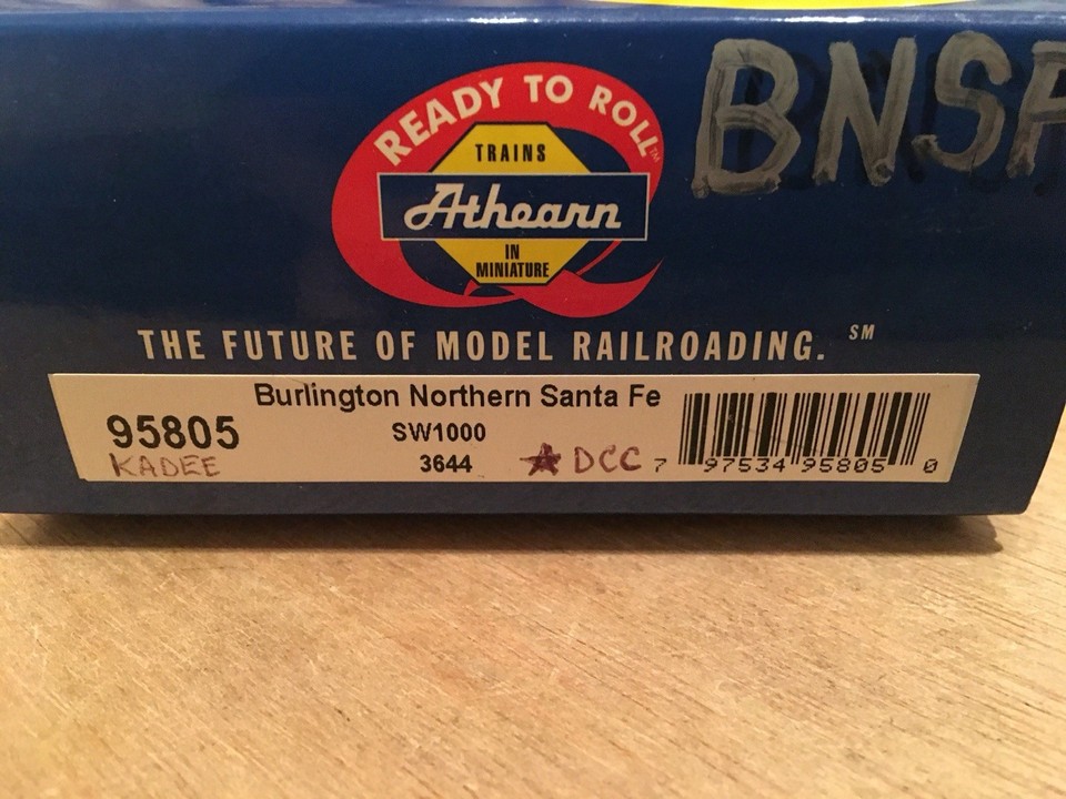 HO Athearn RTR 95805 BNSF SW1000 Switcher Diesel Locomotive #3644 DCC ...