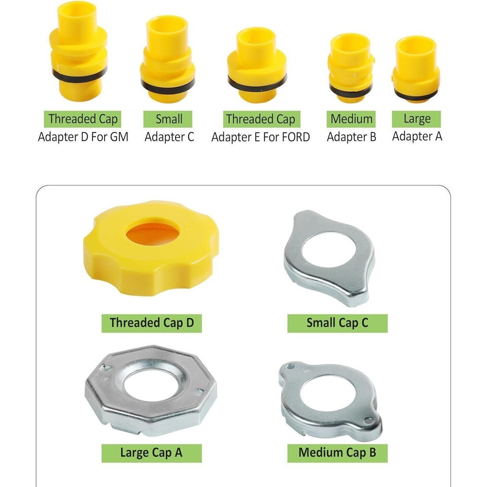 🔥Spill Proof Radiator Coolant Filling Funnel Kit 15-pcs Cooling System ...