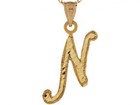10k or 14k Gold 2.8cm Fancy Script Letter N Initial Charm Pendant | eBay