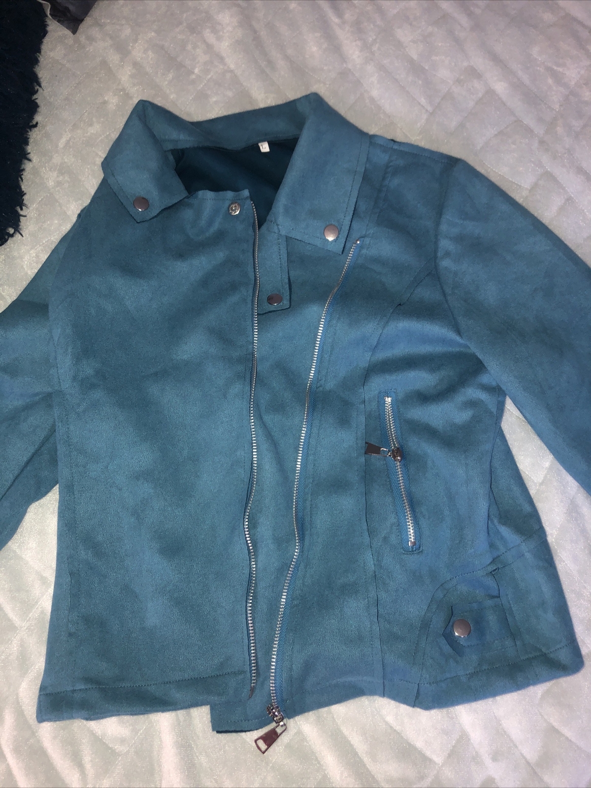 NWT Temu Moto Jacket Blue Large | eBay