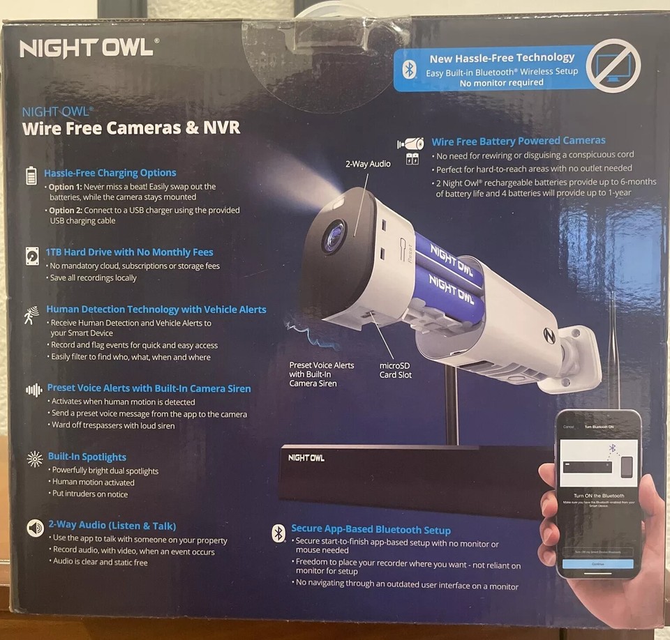 Night Owl - Battery Wi-Fi 3 Camera Security System wth Battery Backup ...