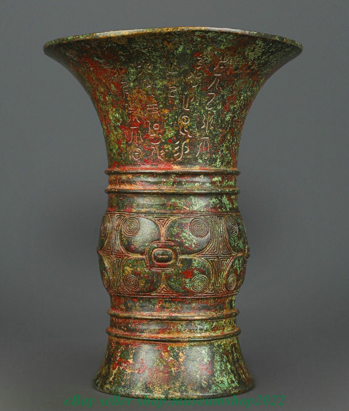 9.4" Old Chinese Bronze Ware Han Dynasty Palace Inscription Wine Vessel ...