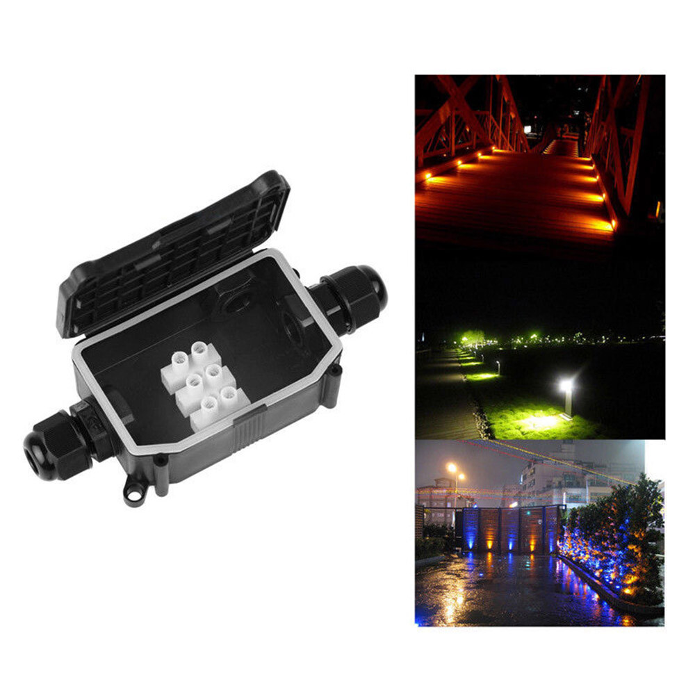 2-Way Junction Box Black Outdoor Waterproof IP65 Plastic Electric ...