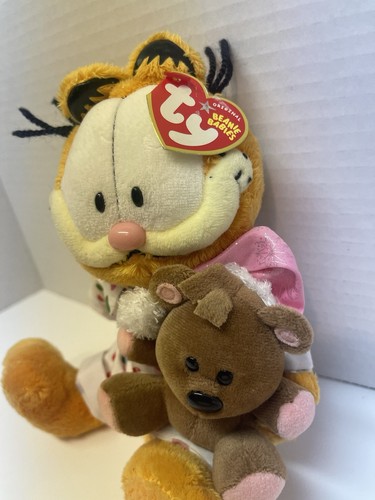 TY Beanie Baby GOODNIGHT GARFIELD Pajamas Pooky Bear Bedtime Plush Toy ...