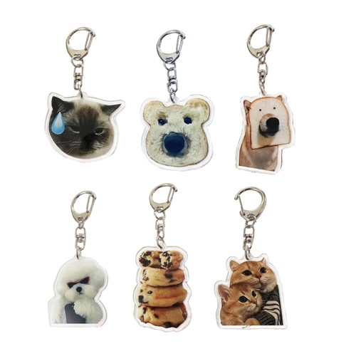 Trendy Toast Cat Dog Key Rings Pendant Acrylic Animal Theme Keychain ...