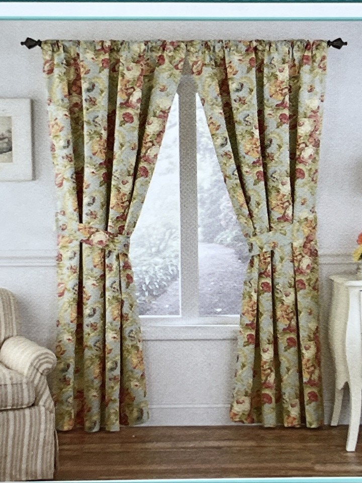 Waverly Spring Bling Floral Rod Pocket Back Tabs Platinum Curtain 52 ...