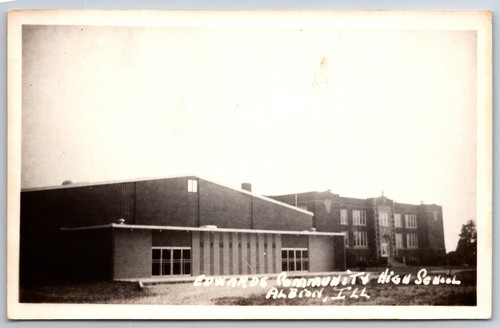 Albion Illinois~Community High & Older School Next Door~RPPC c1950 ...