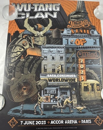 Authentic Official Licensed Wu-Tang Clan Litho Poster June 7 2023 Paris ...