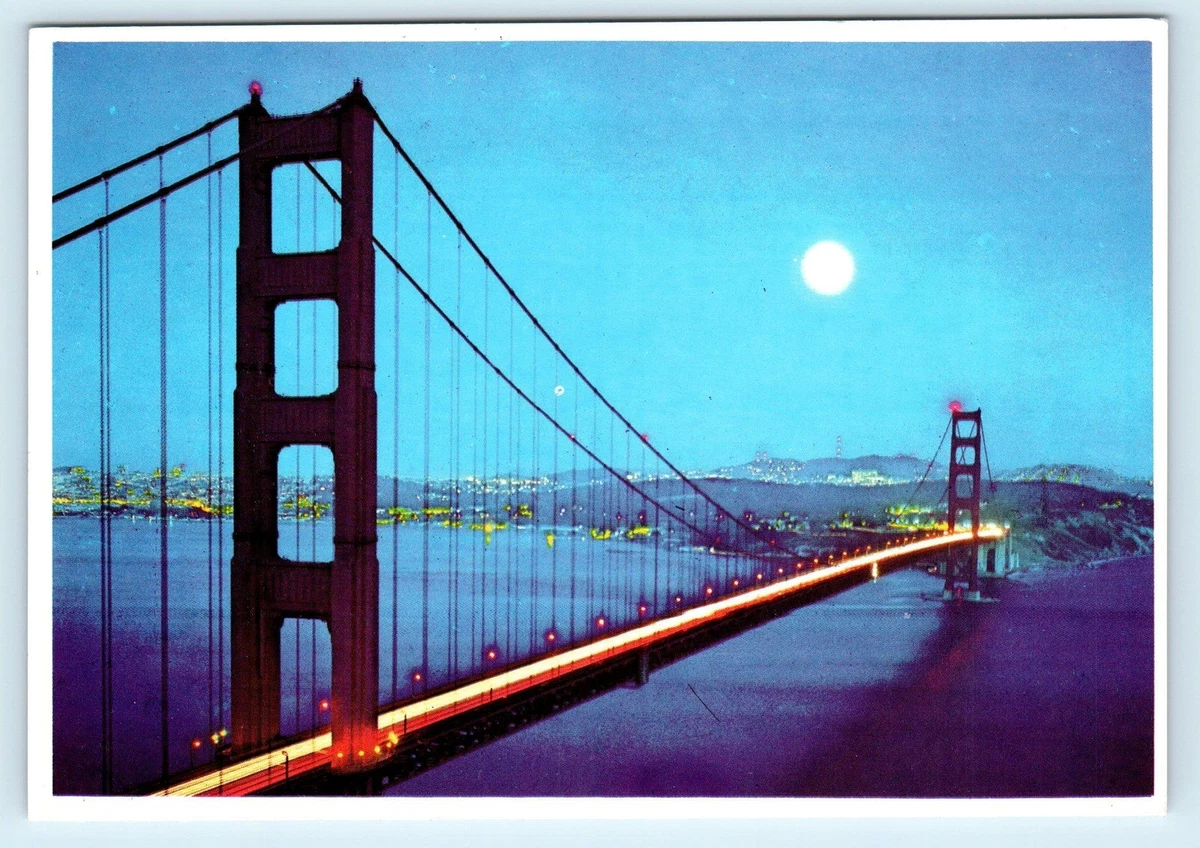 Golden Gate Bridge At Night Moon