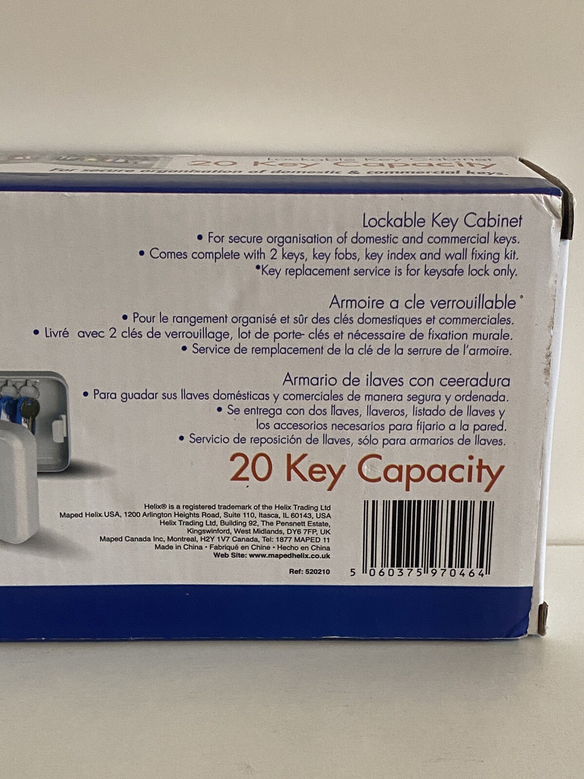 Helix 20 Key Capacity Lockable Key Cabinet - Includes 2 Cabinet Keys ...