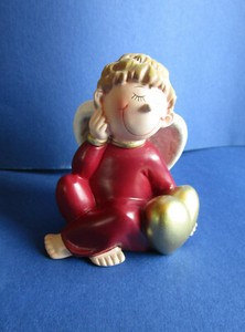 Gilde Handwerk Schutzengel mit Schutzbrief Engel rot H. 6 cm mit Herz ...