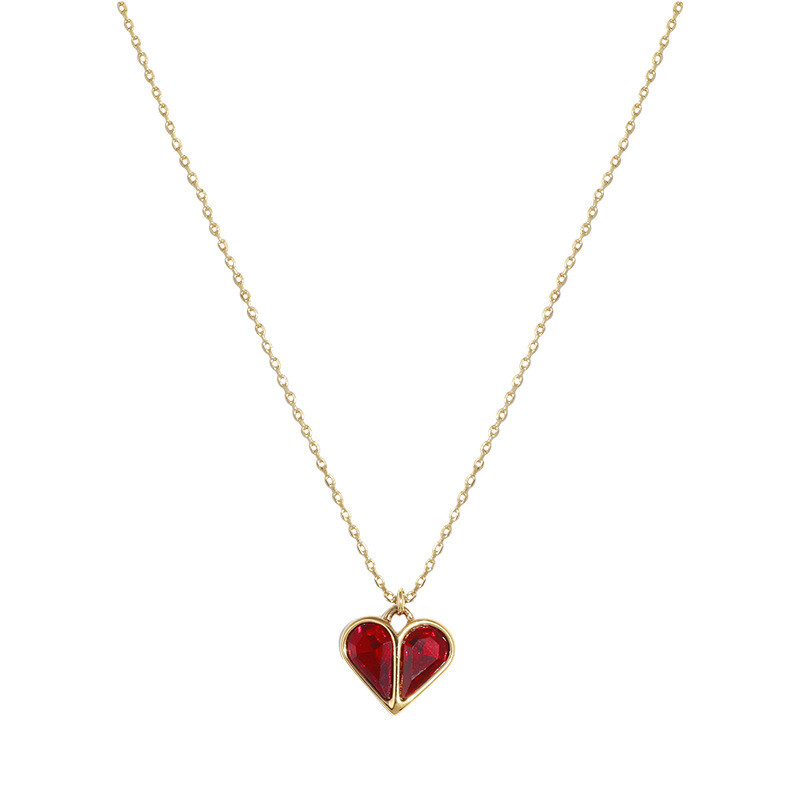 Kate Spade Simple and small mosaic Enamel sequins heart clavicle chain ...