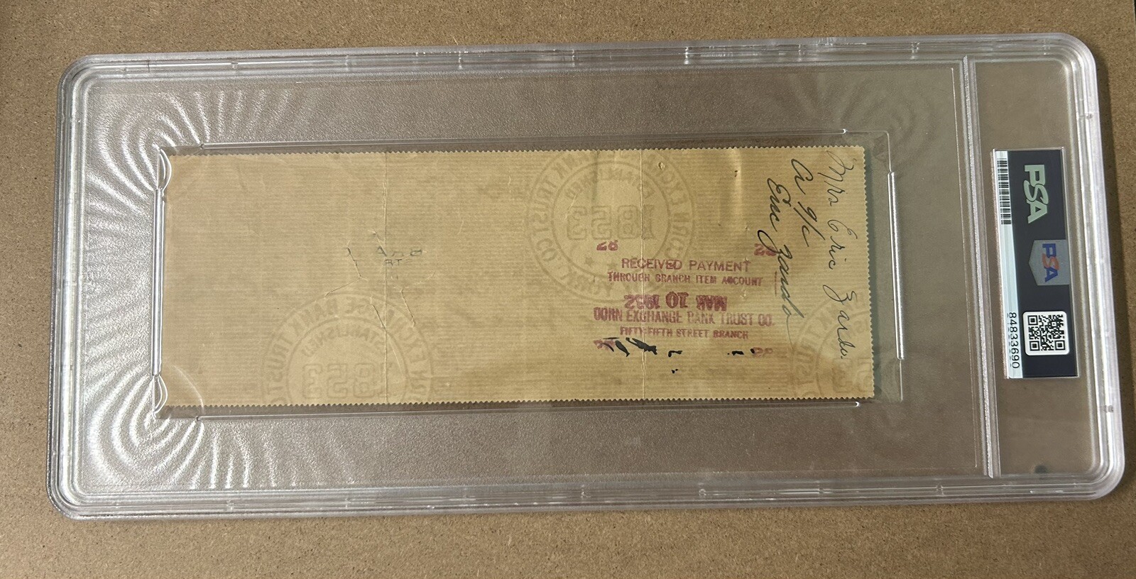 ED BARROW SIGNED AUTO CHECK TO FRAZEE FROM HALPER BABE RUTH RED SOX ...